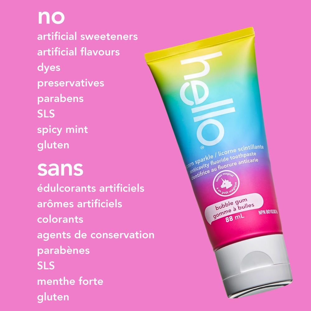 hello® Unicorn Sparkle Kids Toothpaste with Fluoride, Bubble Gum